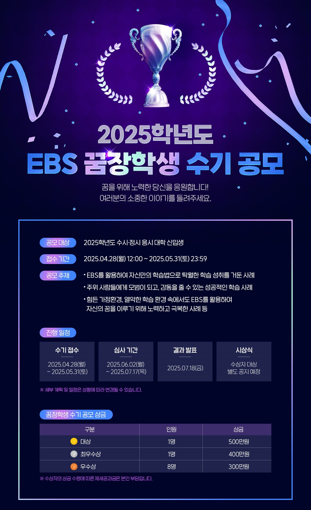 [EBS] 2025 EBS 꿈장학생 수기 공모 | 요즘것들