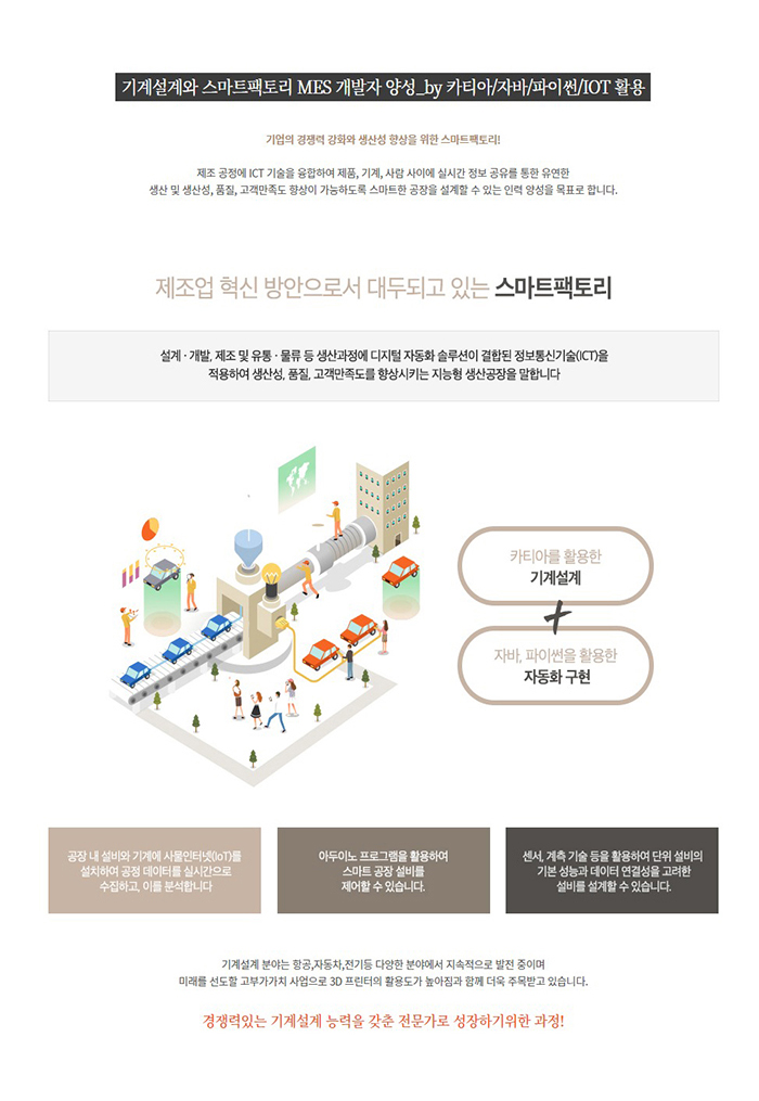 기계설계와 스마트팩토리 Mes 개발자 양성 By 카티아 자바 파이썬 Iot 활용 양성과정 요즘것들
